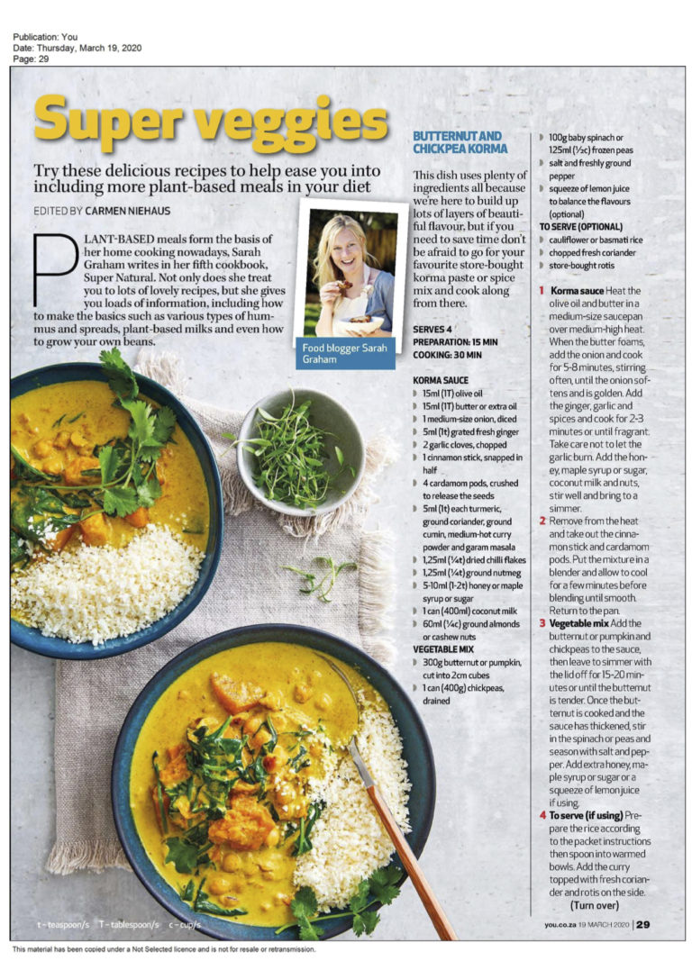 YOU Magazine Feature - Sarah Graham Food